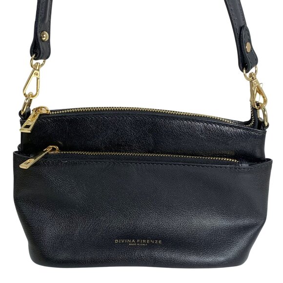 Divina Firenze | Bags | Divina Firenze Lilla Pebbled Black Leather ...